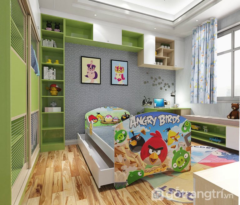 Giường ngủ tầng tiện dụng Angry Bird GHSB-232
