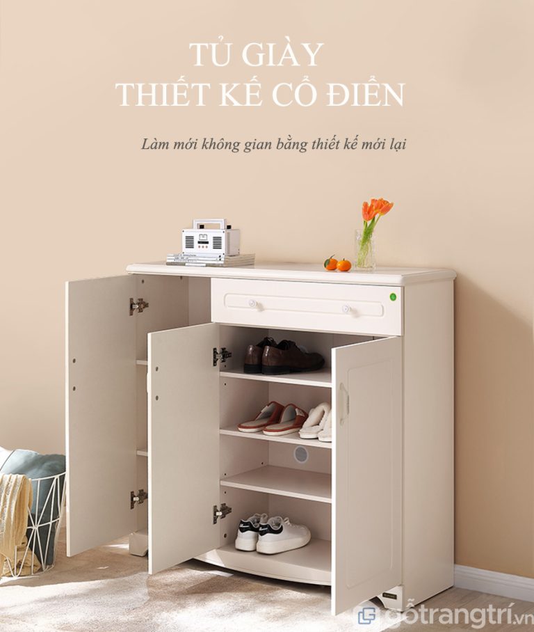 Tủ để giày dép gỗ thiết kế cổ điển GHS-51818