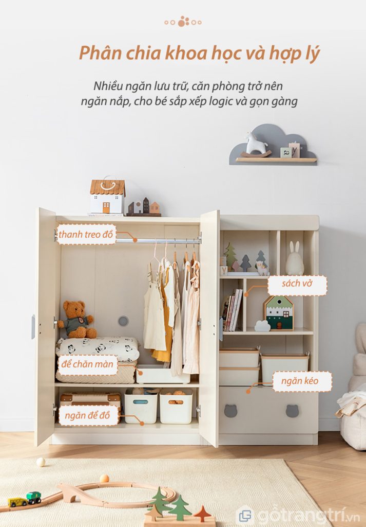 Tủ quần áo đa năng thiết kế hiện đại cho bé GHS-51852