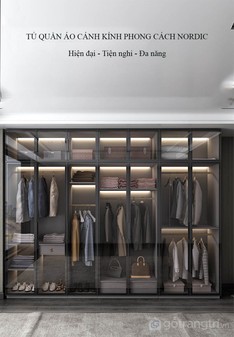 Tủ áo cánh kính khung nhôm sang trọng GHS-51898
