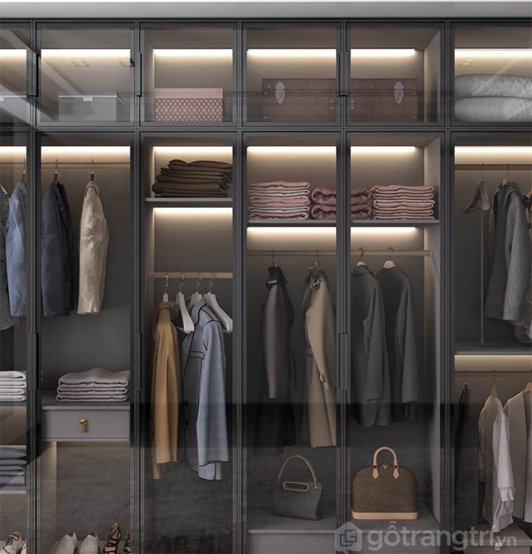 Tủ áo cánh kính khung nhôm sang trọng GHS-51898