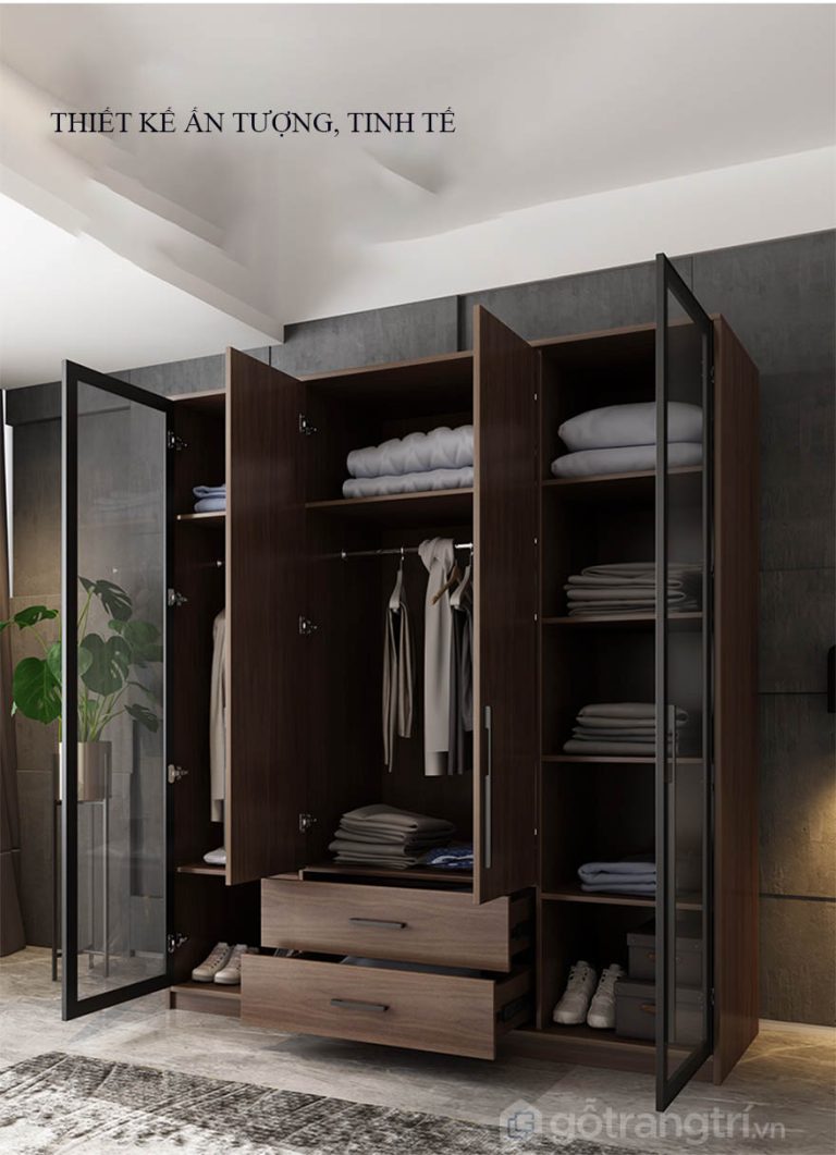 Tủ quần áo cánh kính thiết kế ấn tượng GHS-51907