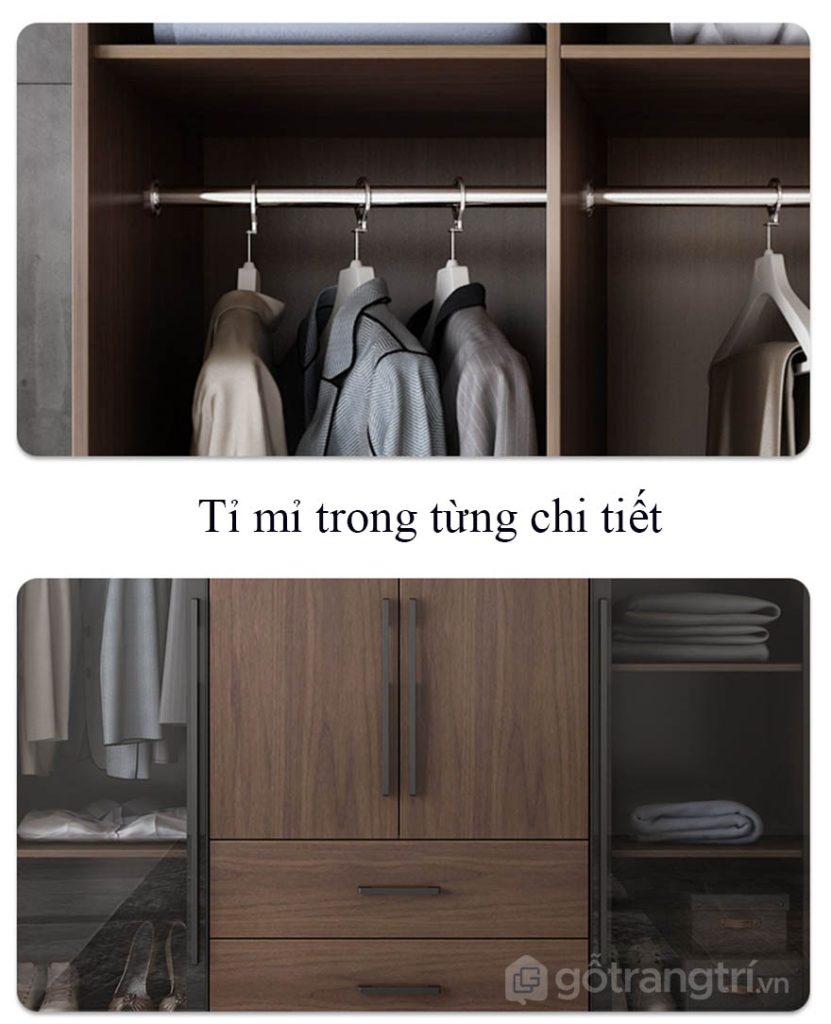 Tủ quần áo cánh kính thiết kế ấn tượng GHS-51907