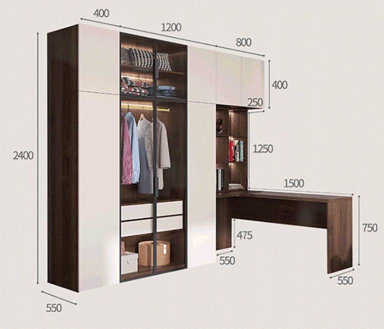 Tủ áo kết hợp bàn làm việc đẹp GHS-51897