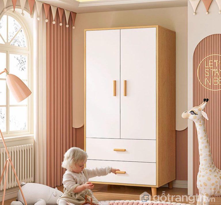 Mẫu tủ quần áo 2 cánh đẹp gỗ MDF GHS-52013