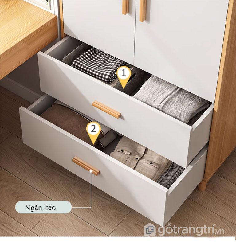Mẫu tủ quần áo 2 cánh đẹp gỗ MDF GHS-52013