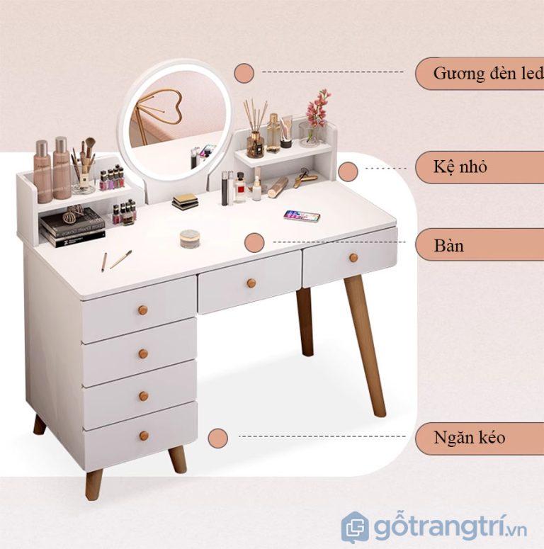 Bàn Phấn Đèn Led Gỗ MDF Cao Cấp GHS-41919