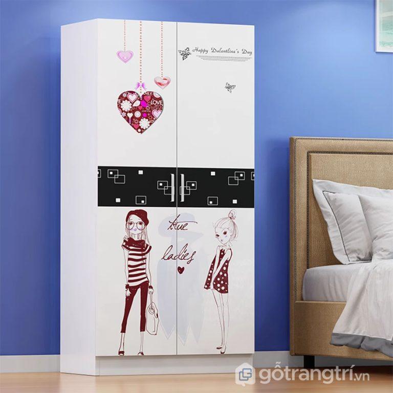 Tủ áo quần trẻ em 2 cánh siêu dễ thương GHS-52079