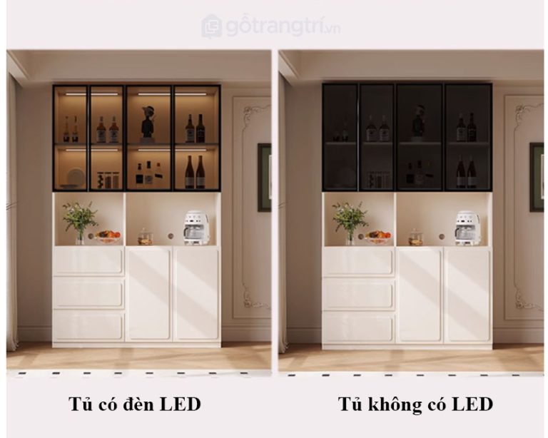 Tủ kệ bếp gỗ kính sang trọng, hiện đại GHS-52533