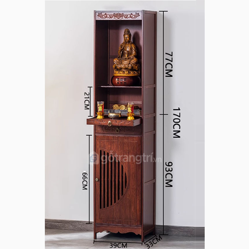 Tủ thờ nhỏ đẹp gỗ tự nhiên cao cấp GHS-52560