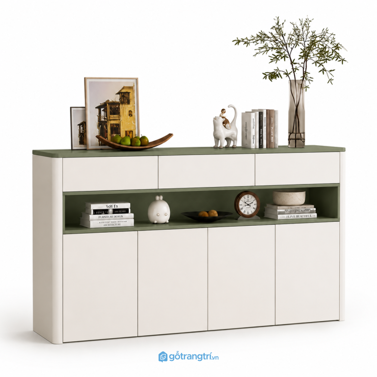 Tủ Trang Trí Phòng Khách Màu Xanh Olive GHS-5024 - Gỗ Trang Trí