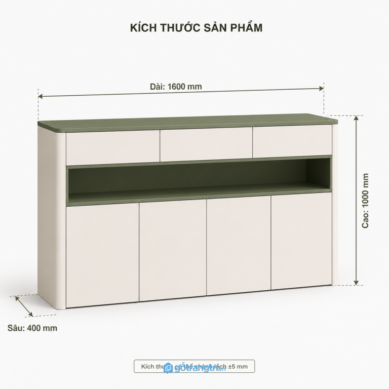Tủ Trang Trí Phòng Khách Màu Xanh Olive GHS-5024 - Gỗ Trang Trí